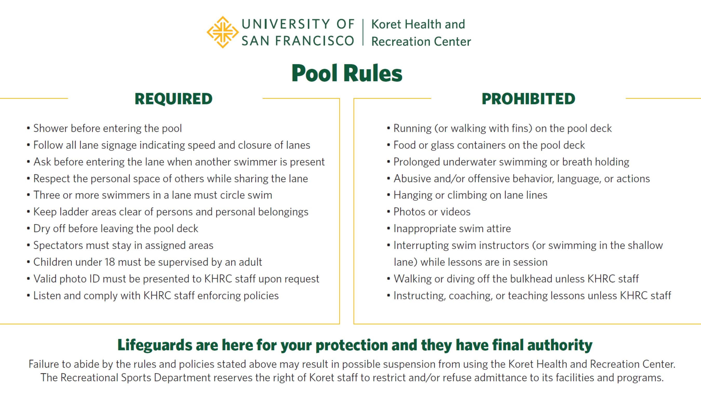Aquatics | University of San Francisco